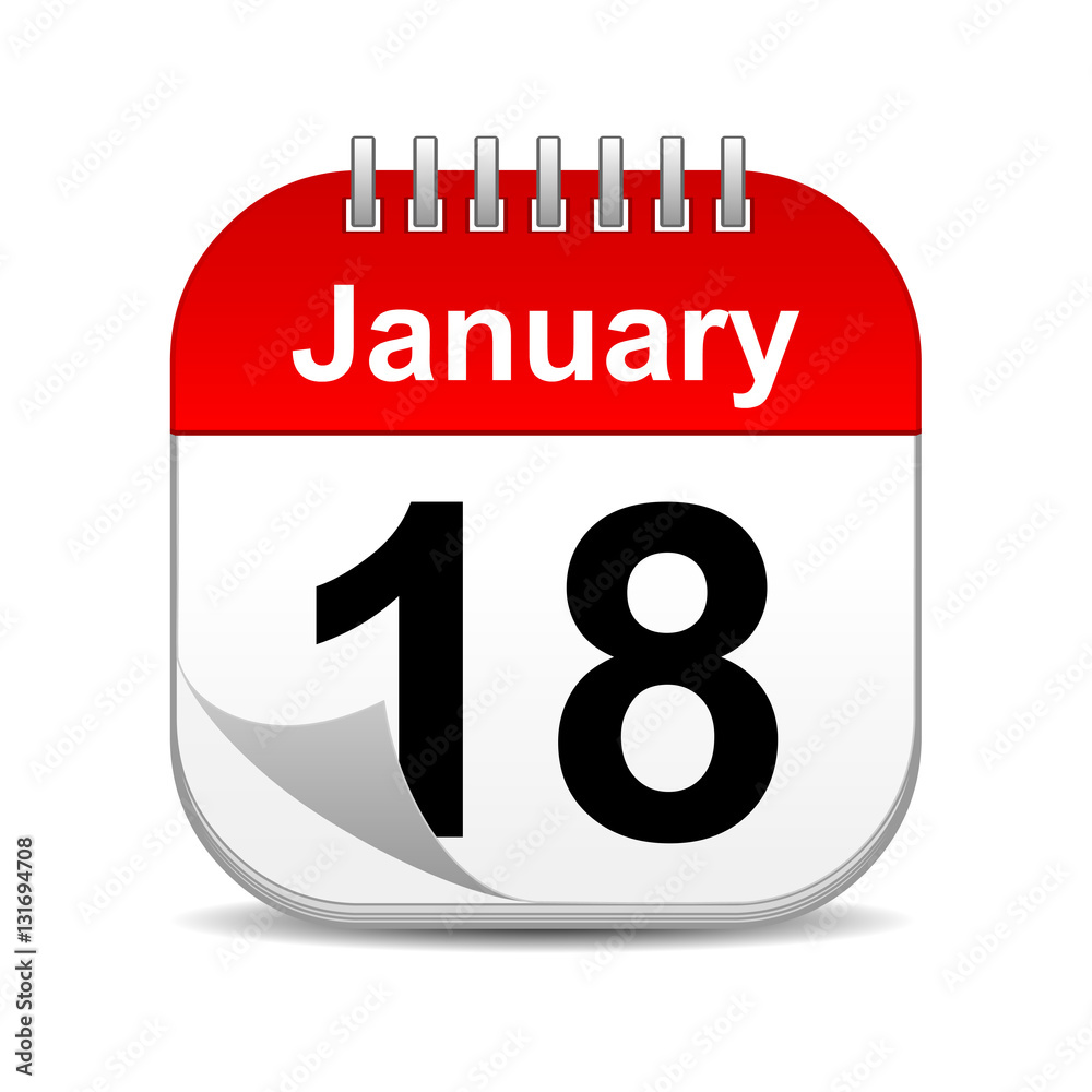 January 18 calendar icon Stock Illustration | Adobe Stock
