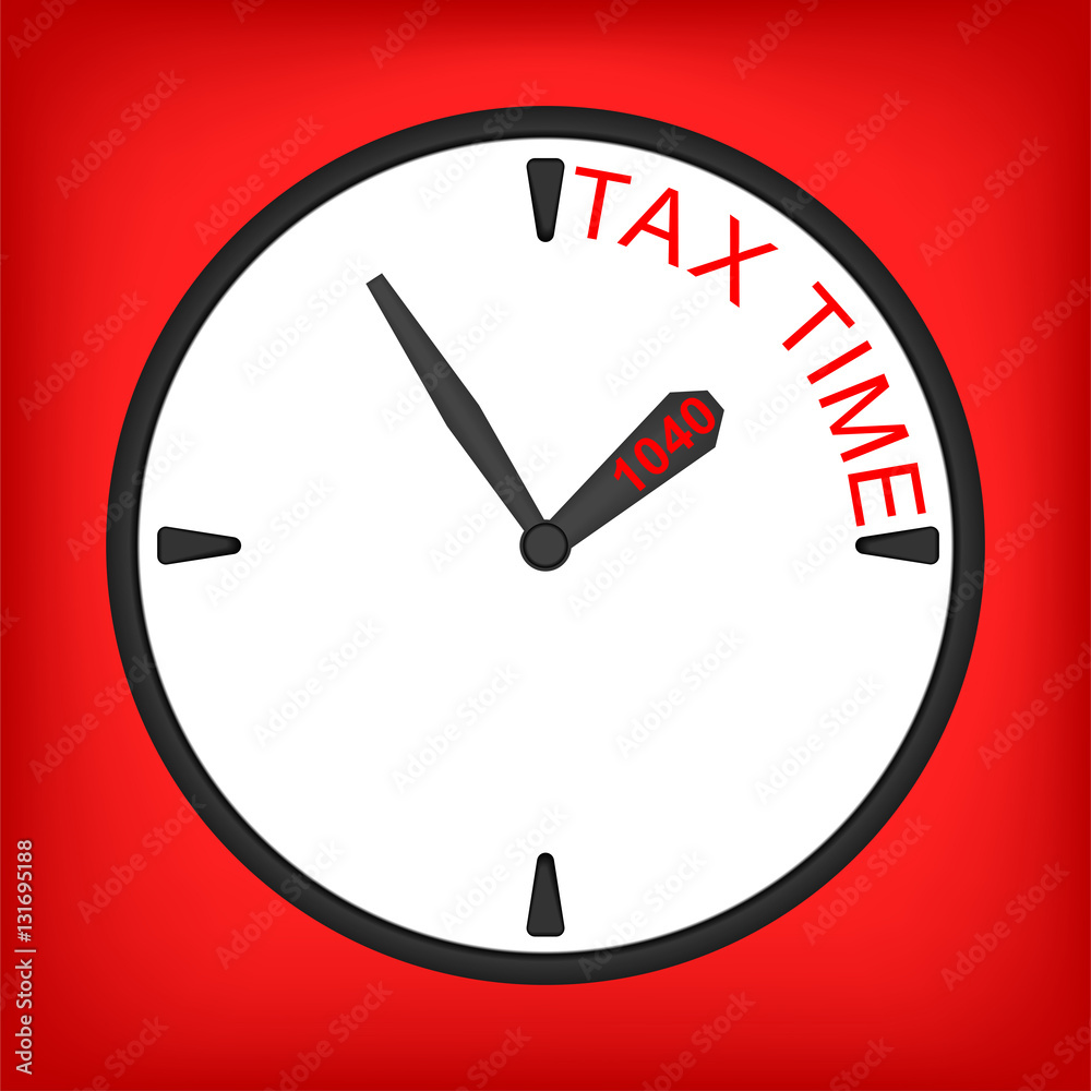 Tax Time concept on clock with sign Stock Vector | Adobe Stock