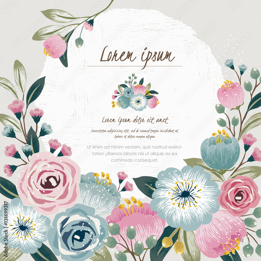 Vector illustration of a beautiful floral border with spring flowers ...