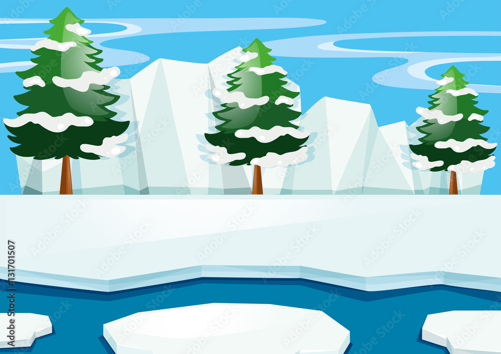 Scene with snow on the ground Stock Vector | Adobe Stock
