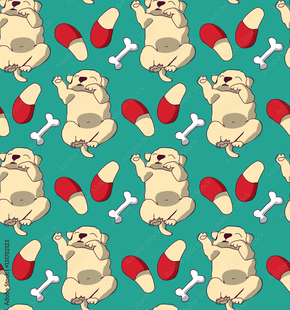 Puppy cute rest sleep relax seamless pattern. Stock Illustration ...