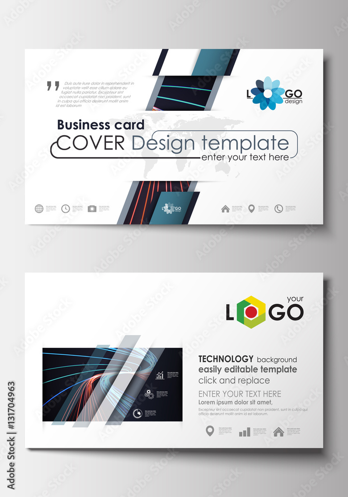 Business card templates. Cover template, easy editable blank, flat ...