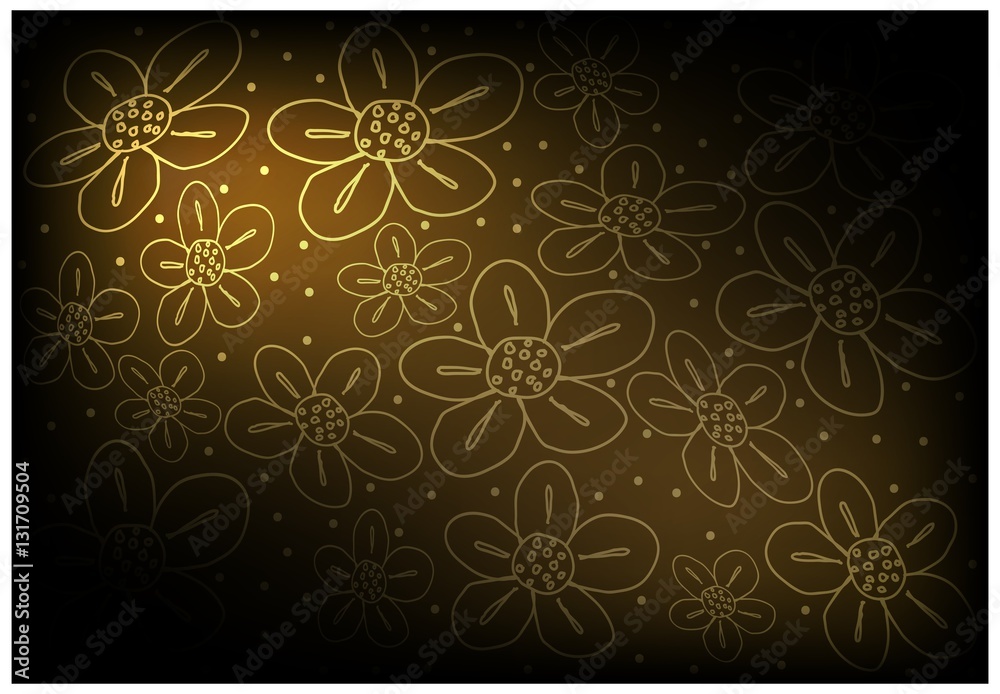 Brown Vintage Wallpaper with Flower Pattern Background Stock Vector ...
