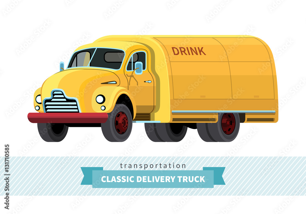 Classic medium duty delivery truck front side view Stock Vector | Adobe ...