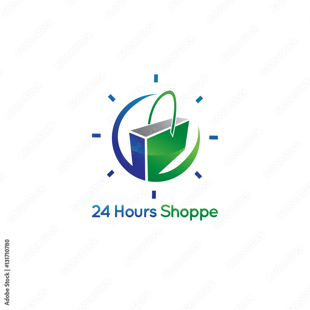 24 hours shopping logo Stock Vector | Adobe Stock