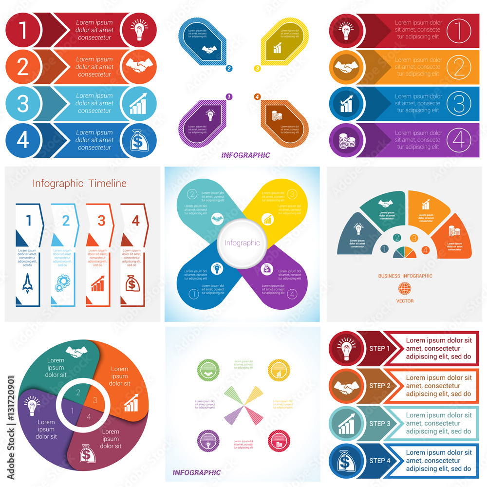 Collections Infographics Elements. Template 4 positions. Stock Vector ...