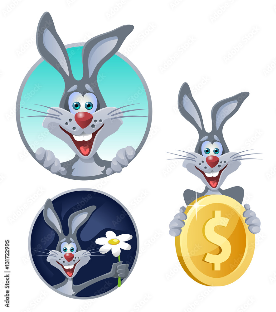 Lucky rabbit enjoying life. Cartoon styled vector illustration ...