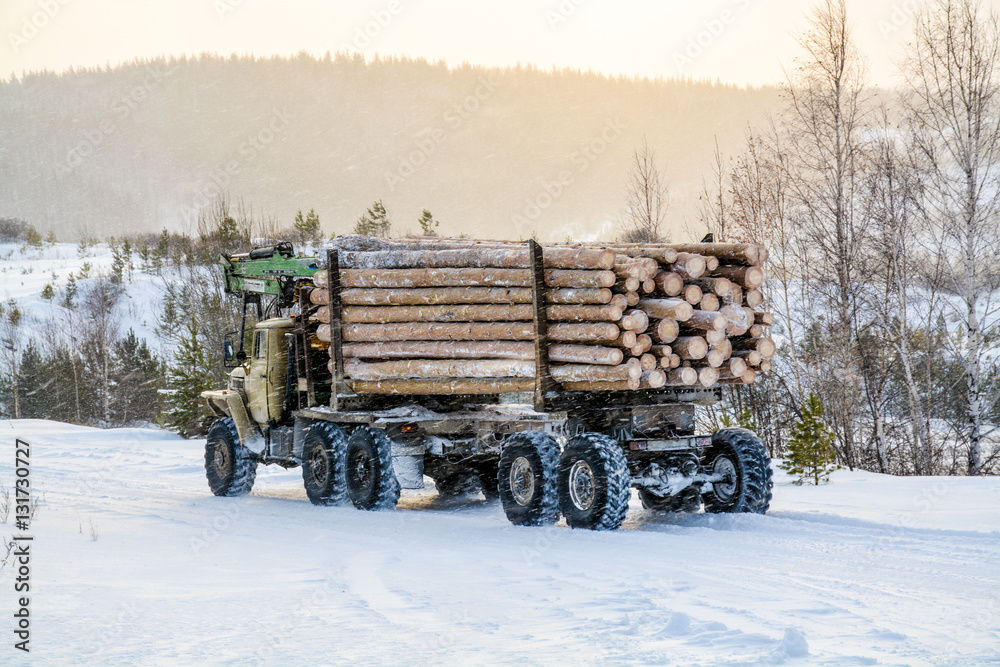 truck carrying timber Stock Photo | Adobe Stock