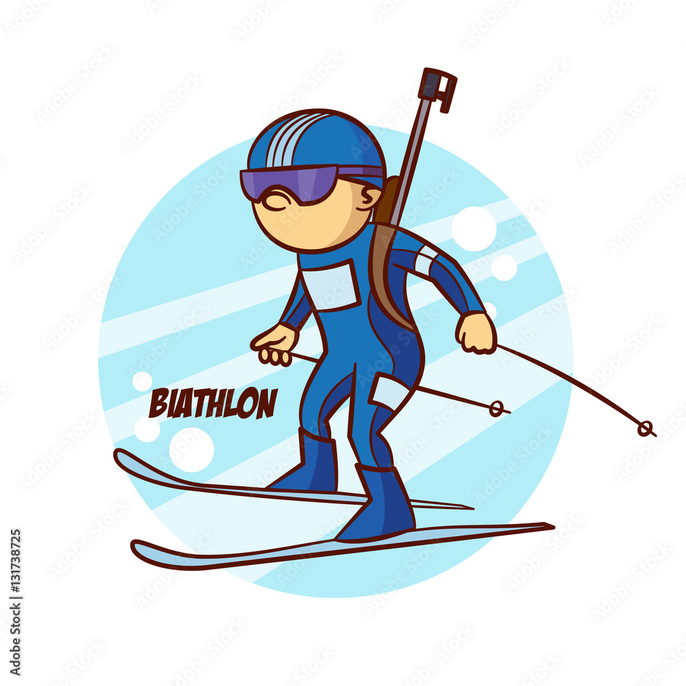 Winter Sport Biathlon Sticker Stock Vector | Adobe Stock