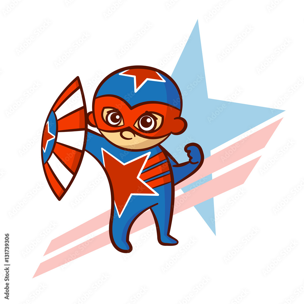 Superhero Red Star Boy Sticker Stock Vector | Adobe Stock