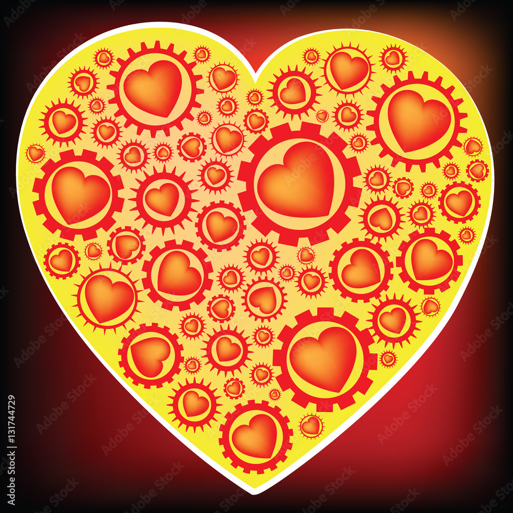 Corazón engranajes Stock Vector | Adobe Stock
