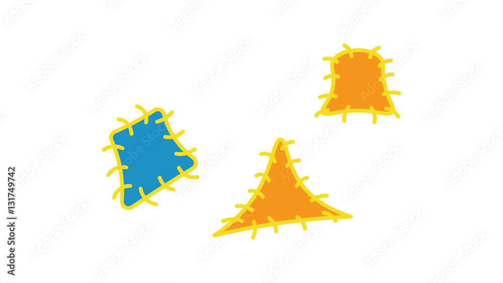 Vector image of yellow and blue patches on a white background ...