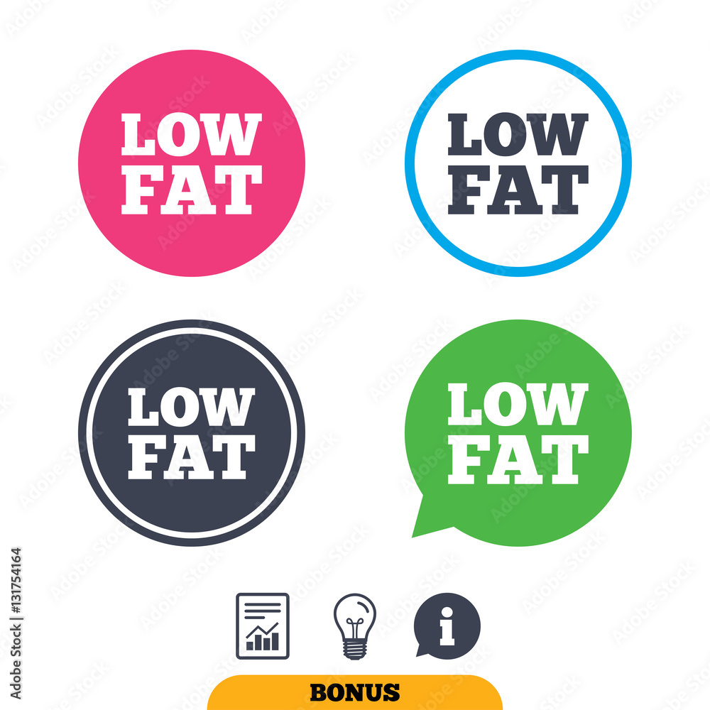 Low fat sign icon. Salt, sugar food symbol. vector de Stock | Adobe Stock