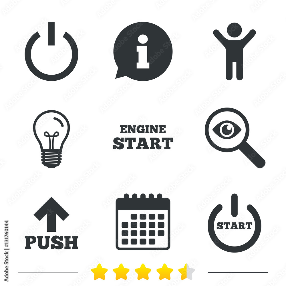 Power icons. Start engine symbol. Push arrow. Stock-Vektorgrafik ...