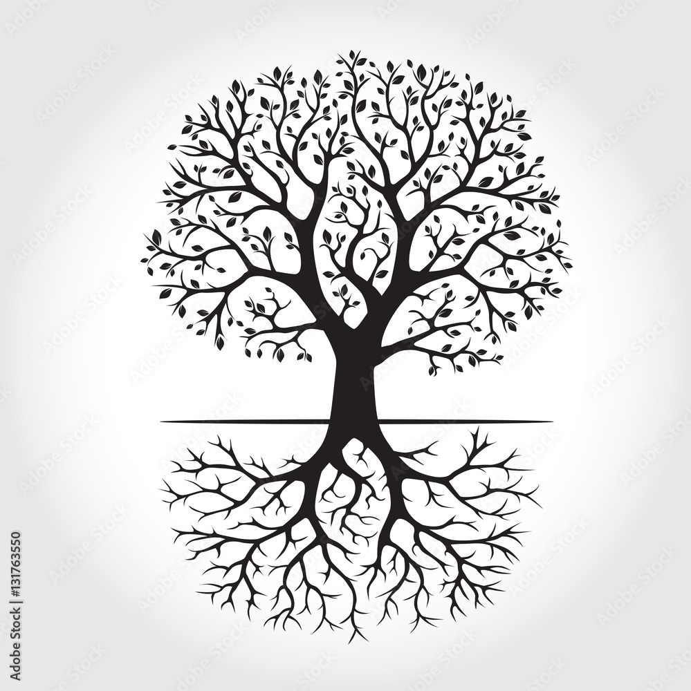 Shape of Tree and Roots. Vector Illustration. Stock Vector | Adobe Stock