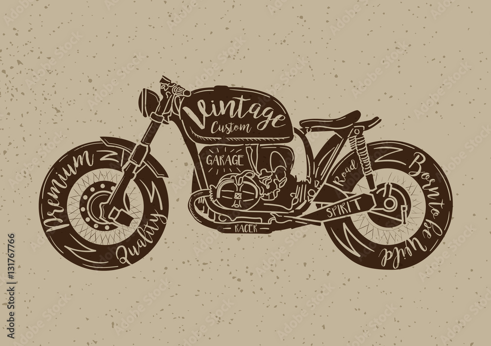 Text Filled Vintage Old Motorcycle Stock Vector | Adobe Stock