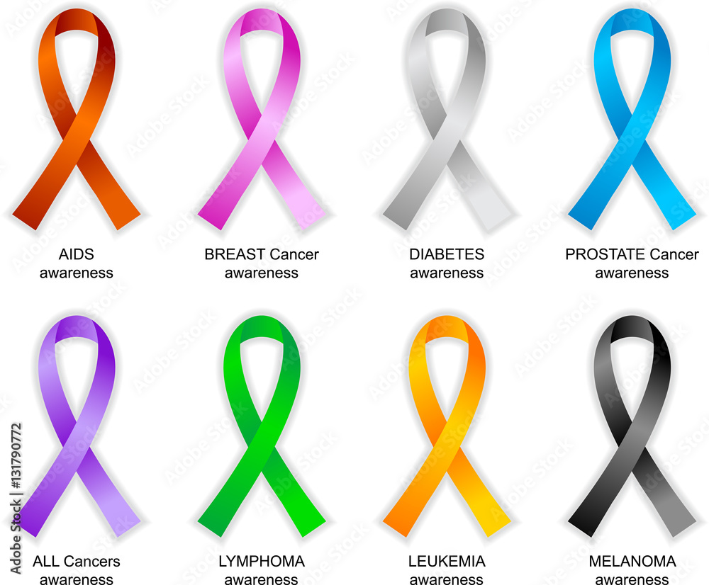 Collection of awareness ribbons of different color Stock Vector | Adobe ...