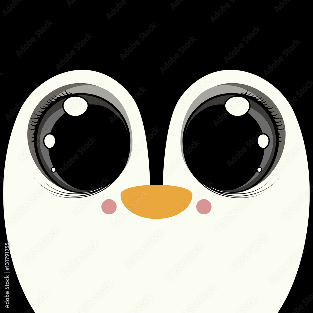 Cover design with the face of a penguin with big eyes. Stock Vector ...