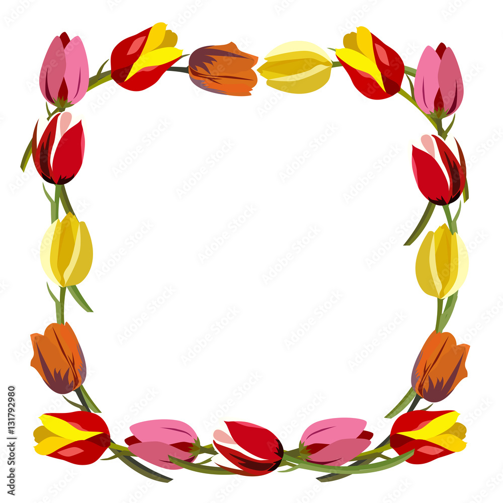 Frame of tulips in colors, vector Stock Vector | Adobe Stock