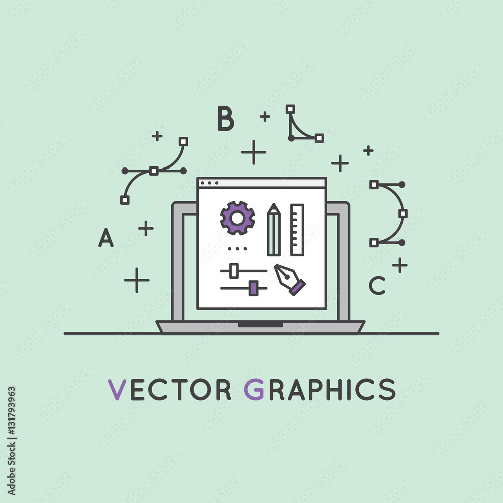 Vector Icon Style Illustration of Vector Graphics and Design Creation ...