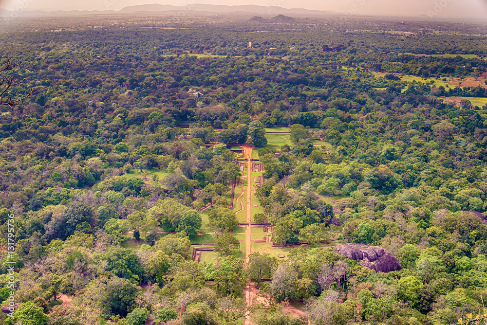 Sigiriya or Sinhagiri, Sri Lanka: aerial view of jungle Stock Photo ...