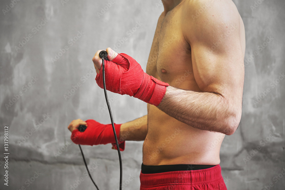 Boxer jump rope training, strength workout concept Stock Photo | Adobe ...
