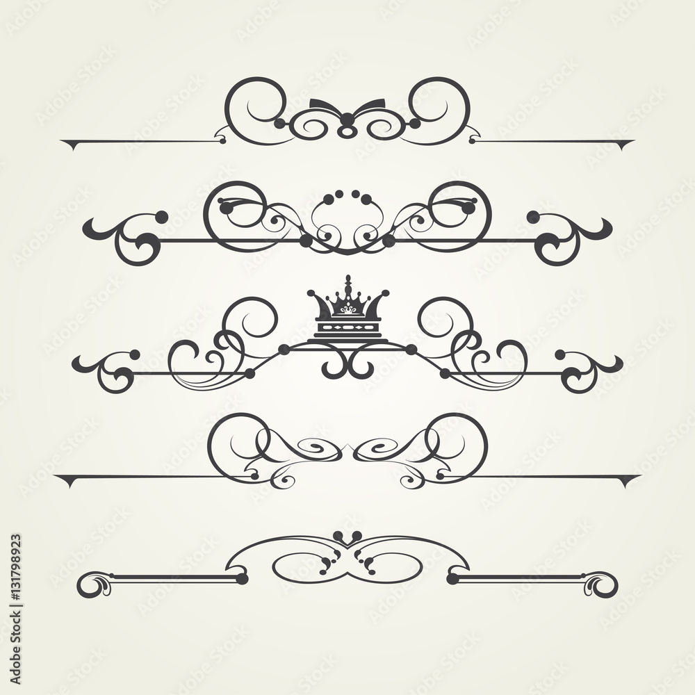 Vector set. Victorian Scrolls and crown. Decorative elements. Stock ...