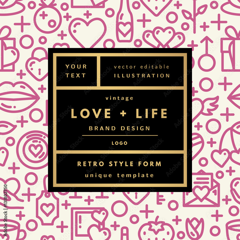 Romantic logo in frame Stock Vector | Adobe Stock