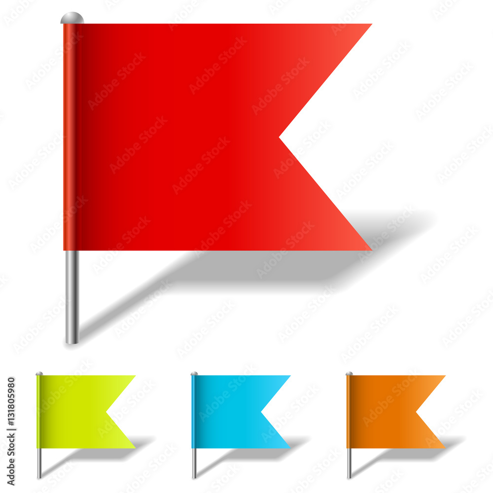 Color flag pin vector template isolated on white background. Stock ...