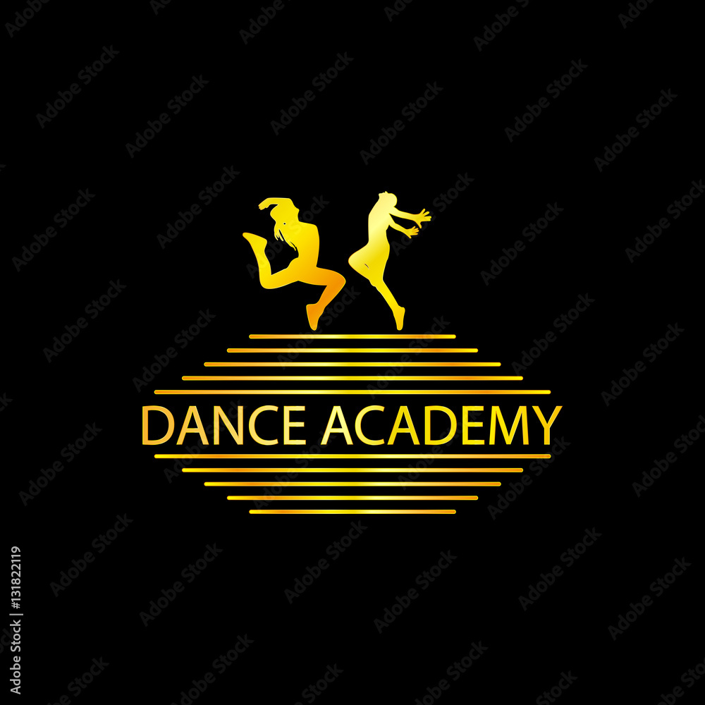 Luxury Golden Dance Academy Logo Silhouette, EPS8, Vector, Illustration ...