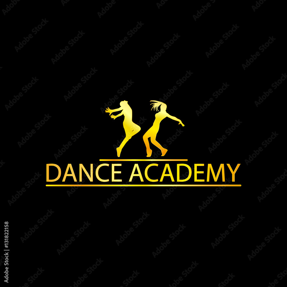 Luxury Golden Dance Academy Logo Silhouette, EPS8, Vector, Illustration ...