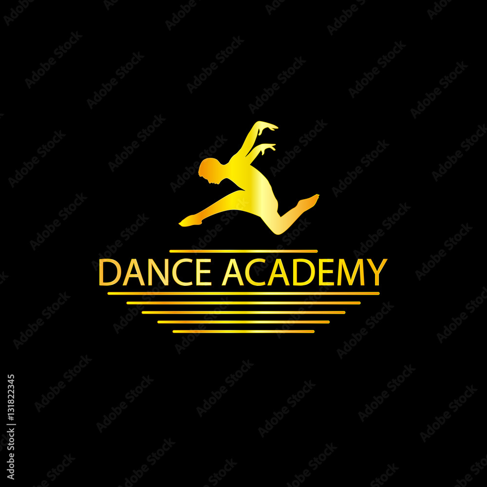 Luxury Golden Dance Academy Logo Silhouette, EPS8, Vector, Illustration ...