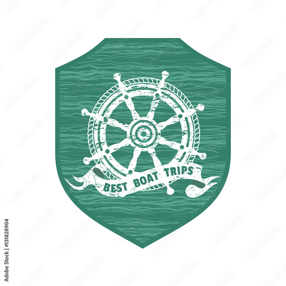 Best boat trips icon. Grunge texture background. Freehand drawn retro ...