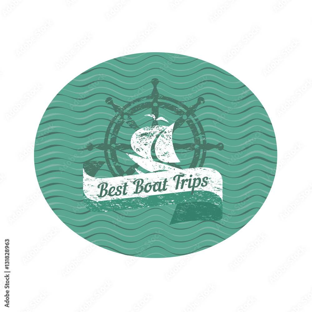Travel nautical icon Best boat trips. Vintage retro concept. Logo ...