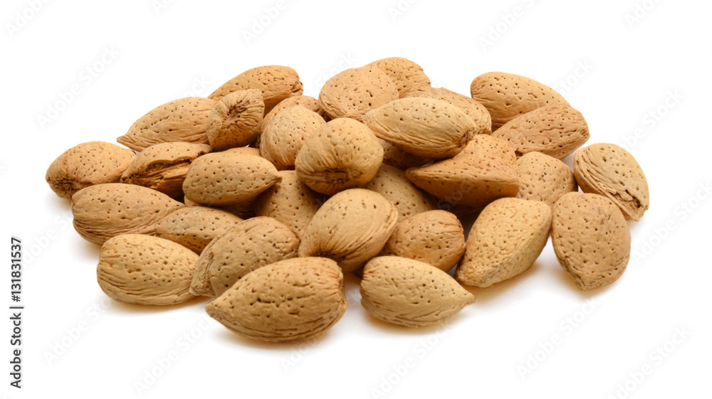 Almonds in shell isolated on white background Stock Photo | Adobe Stock