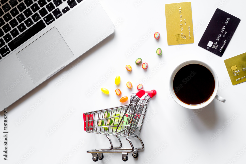 concept online shopping with laptop on white background mock up Stock ...