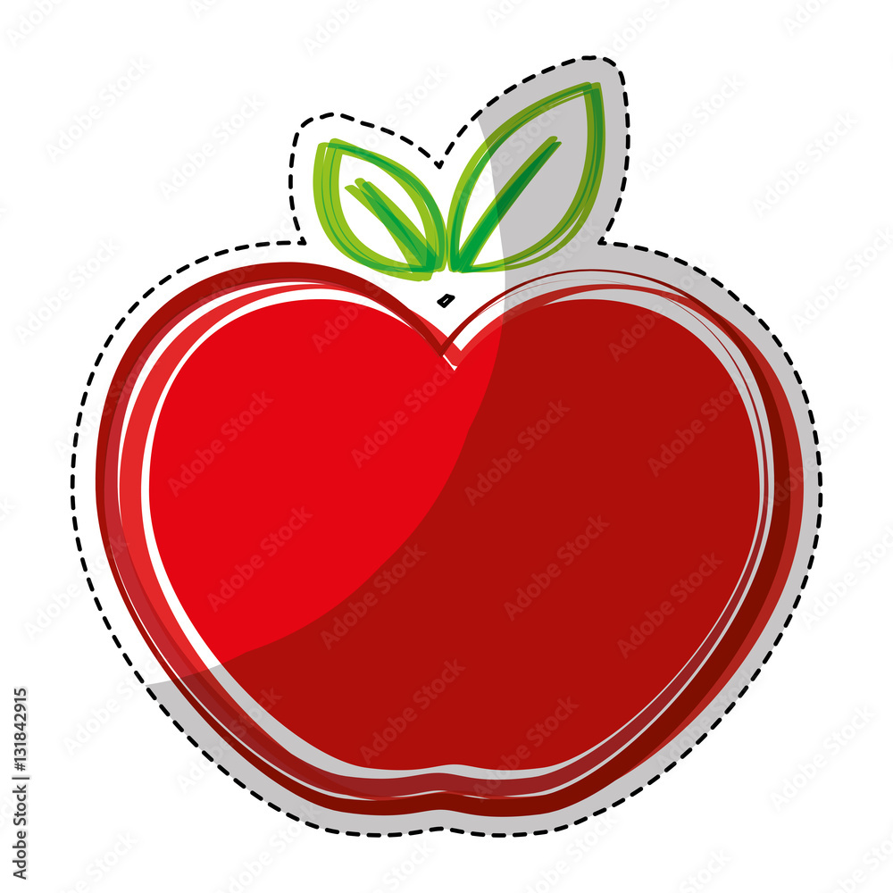 sticker of red apple fruit icon over white background. colorful design ...