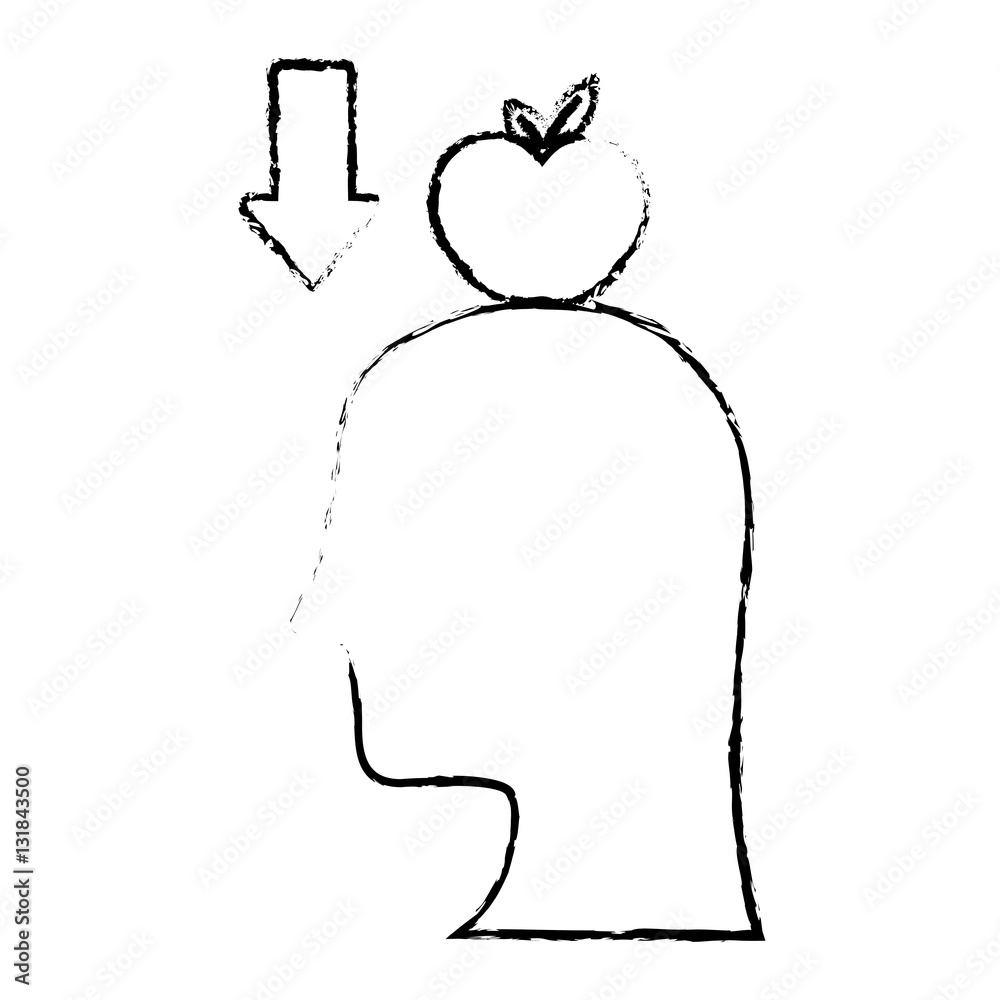 profile of person and apple fruit icon over white background. vector ...