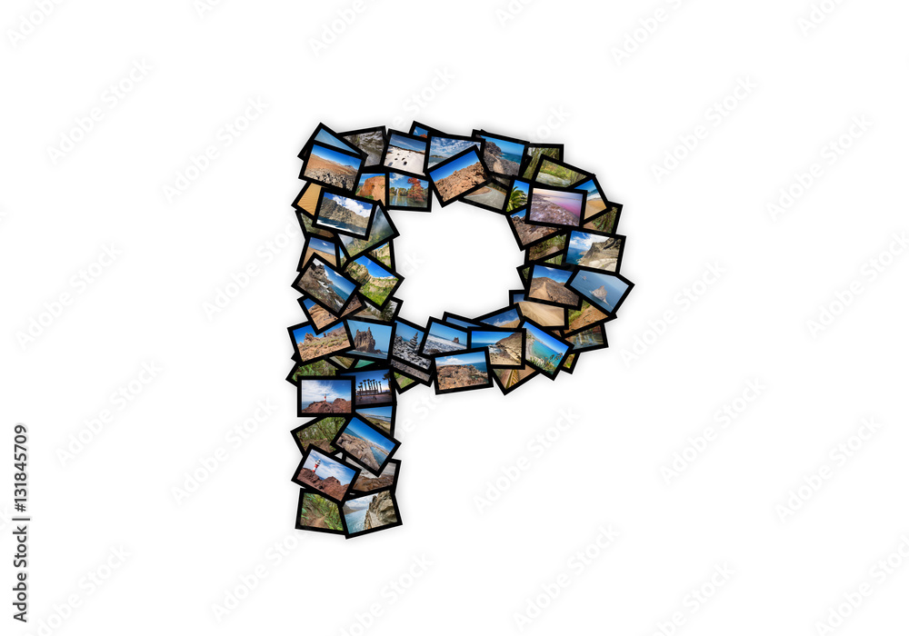 Letter P uppercase font shape alphabet collage. Made of my best ...