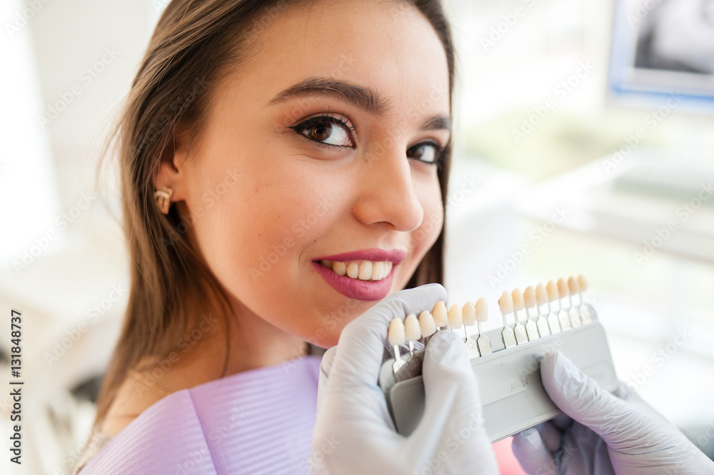 Selection color of teeth in dentistry Stock Photo | Adobe Stock