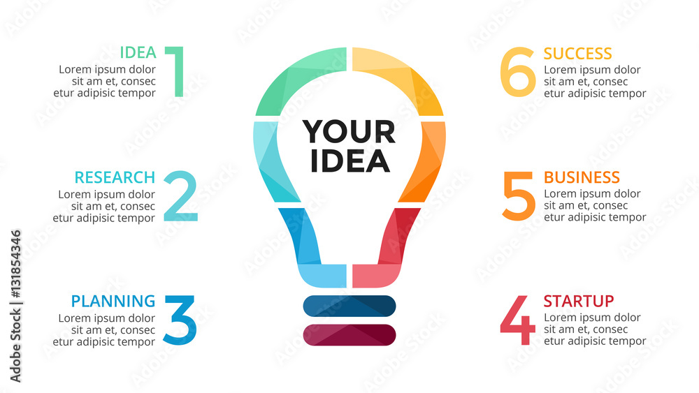Vector light bulb infographic. Template for circle diagram, graph ...