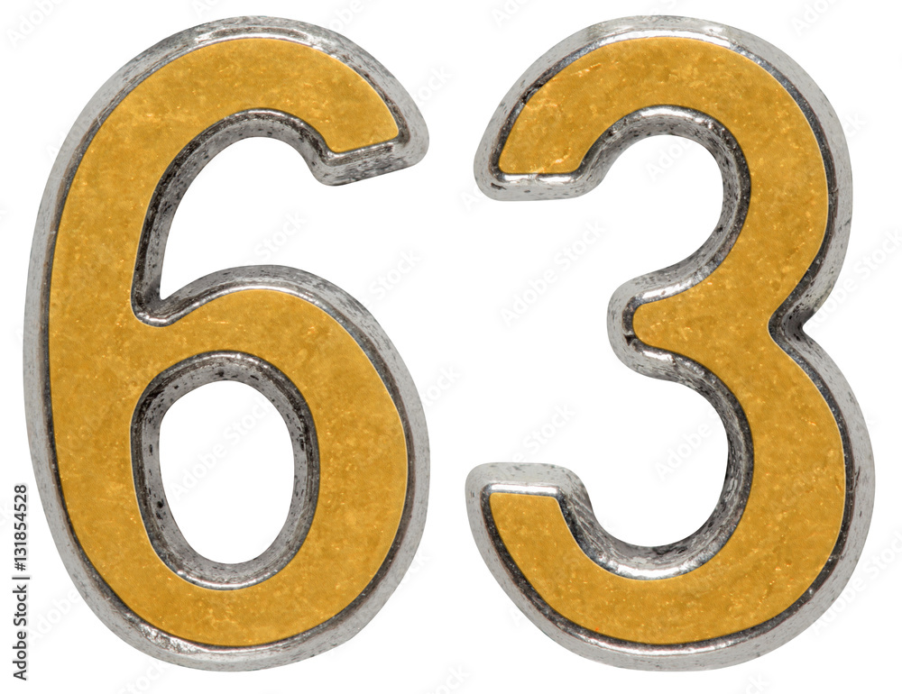Metal numeral 63, sixty-three, isolated on white background Stock ...