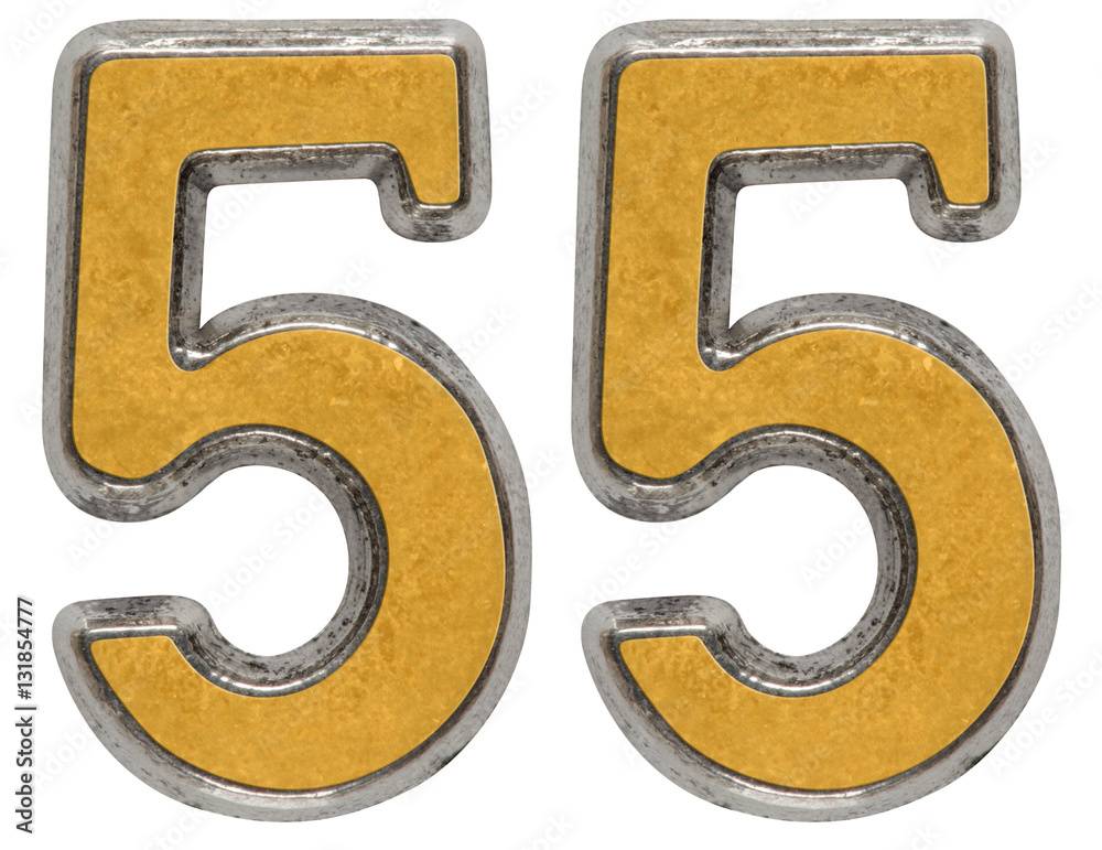 Metal numeral 55, fifty-five, isolated on white background Stock ...