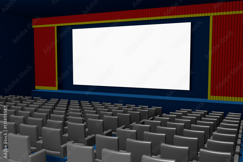 empty movie theater blank screen side view Stock Illustration | Adobe Stock