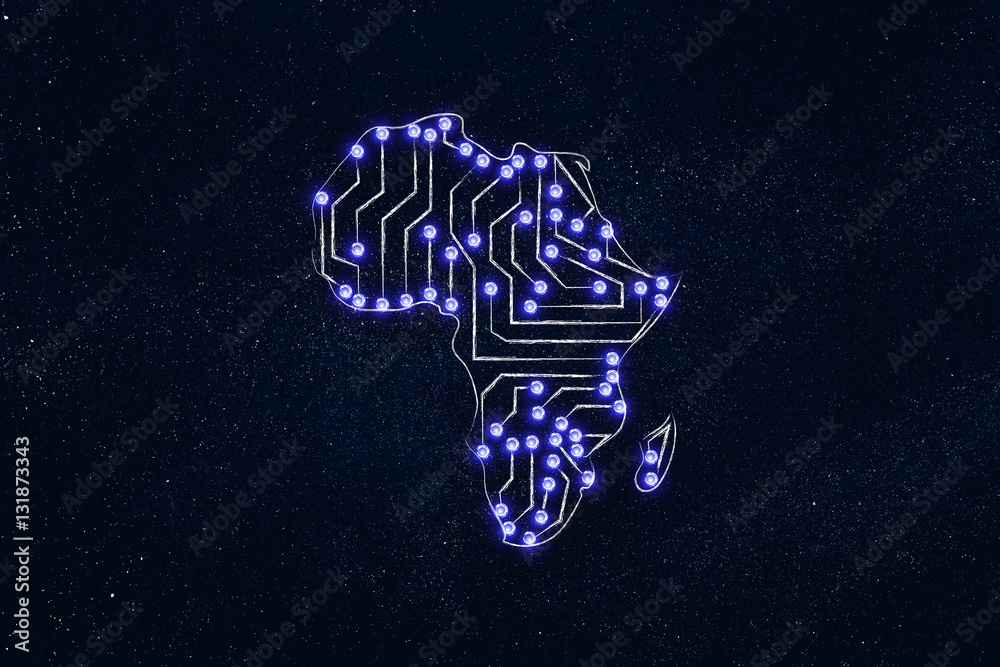 africa map made of electronic microchip circuits Stock Photo | Adobe Stock