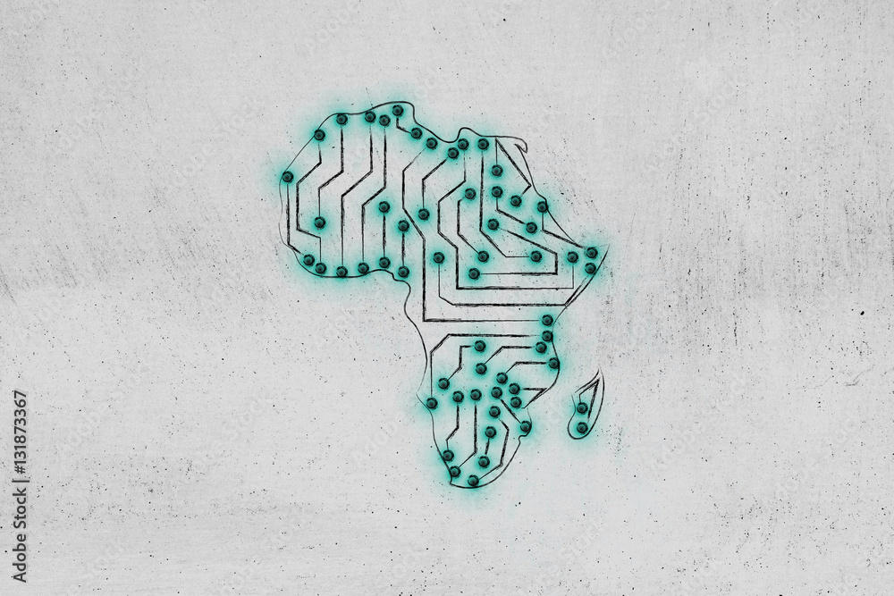 africa map made of electronic microchip circuits Stock Photo | Adobe Stock