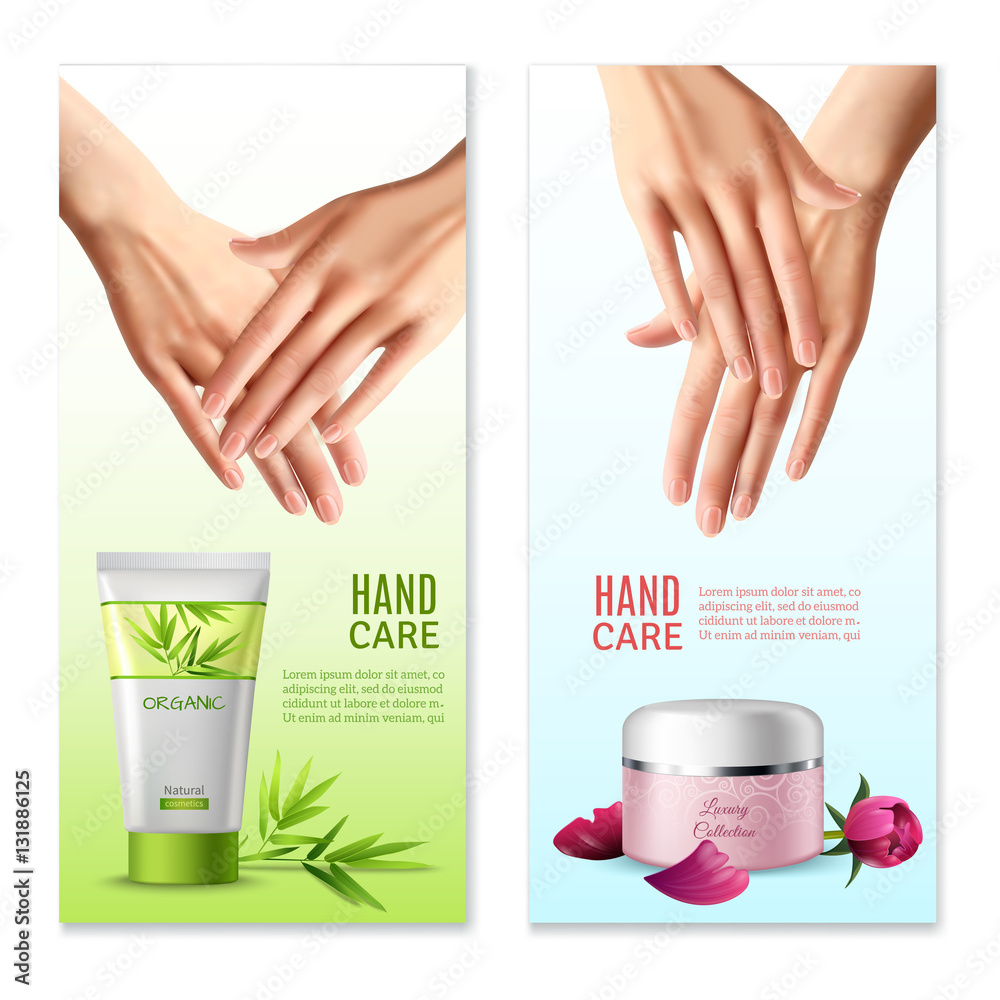 Natural Hand Cream 2 Realistic Banners Stock Illustration | Adobe Stock