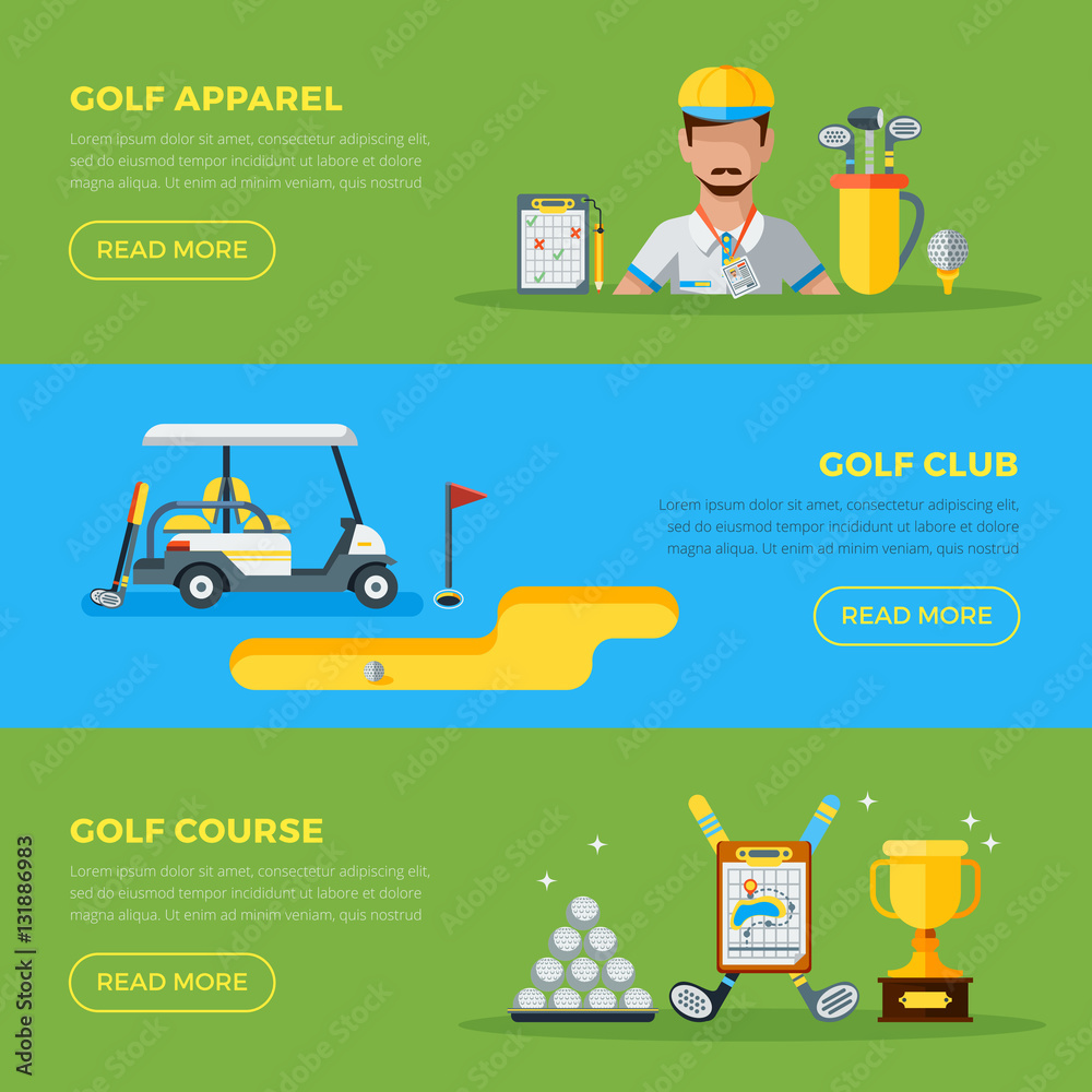 Horizontal Golf Banners Stock Illustration | Adobe Stock