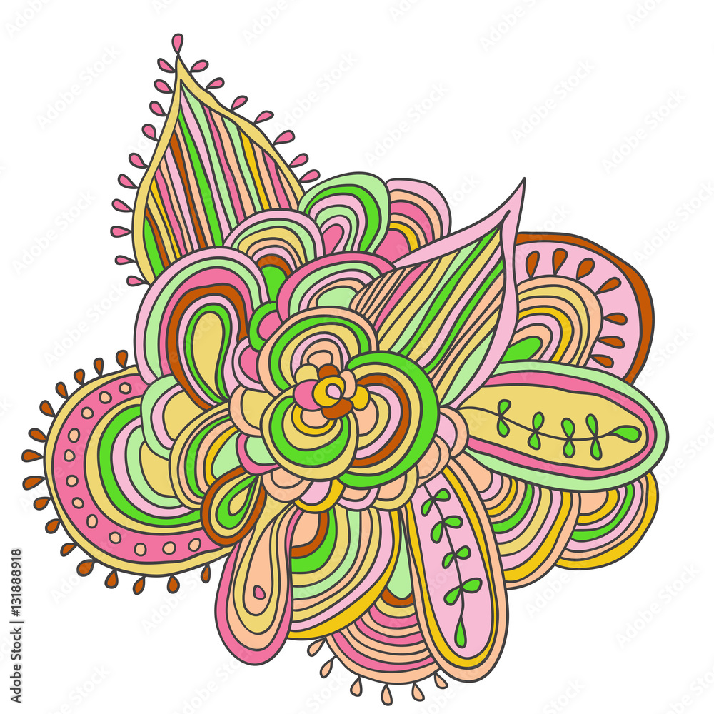 Hand drawn tracery. Lines pattern with many elements. White background ...