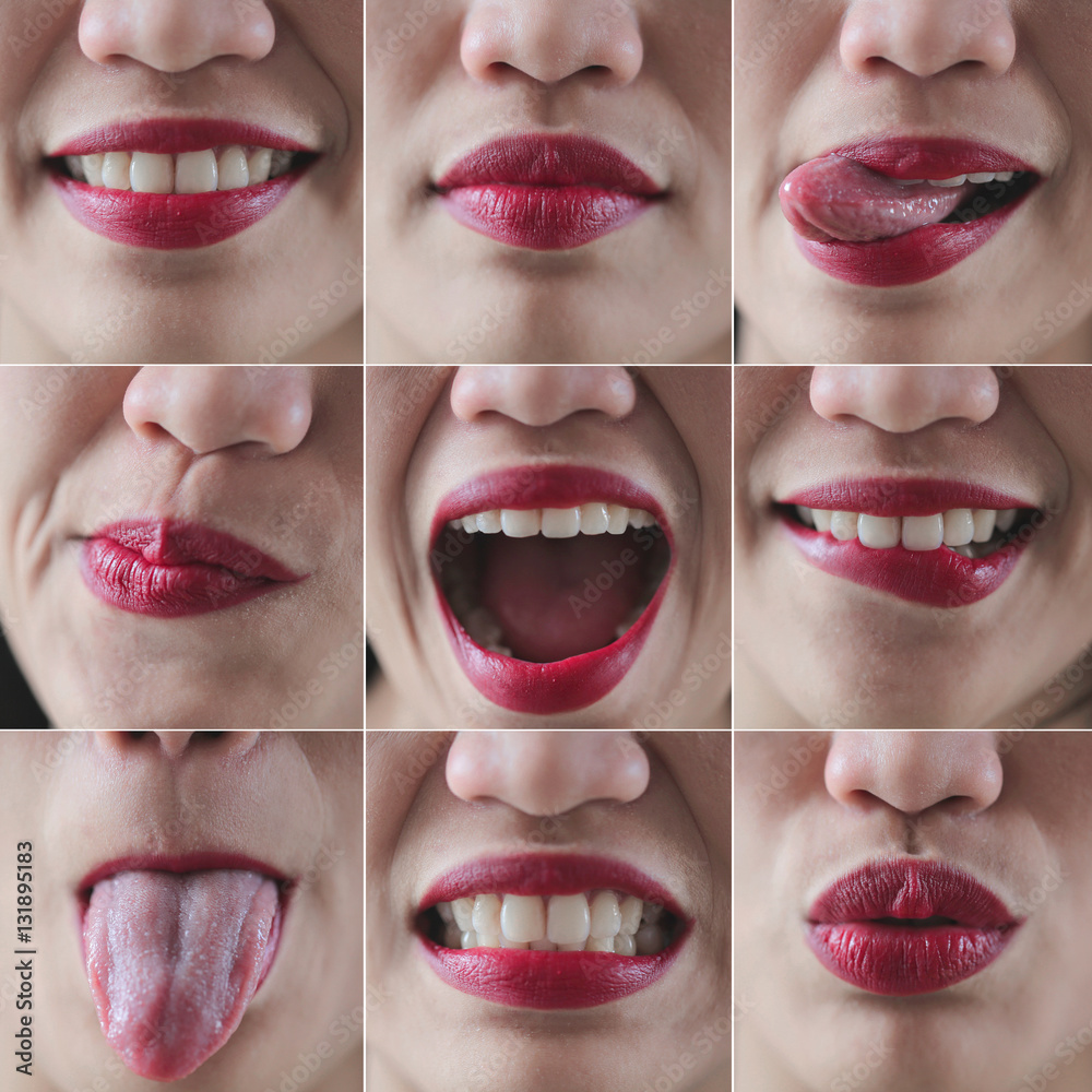 Mouth expressions collage Stock Photo | Adobe Stock